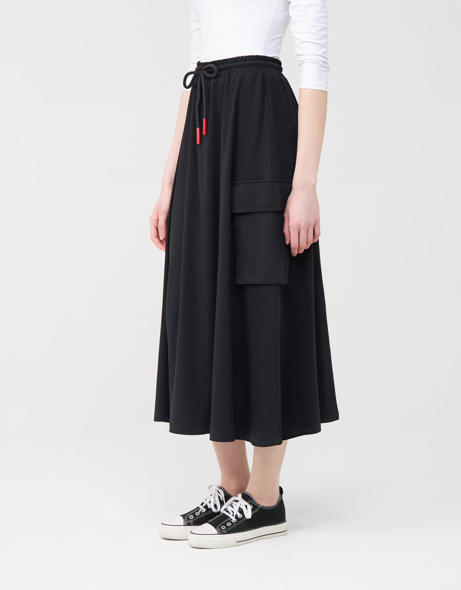 29 33 37 Jersey Skirt With Elastic Drawstring Waist And Cargo Pocke Thelingerieshopny