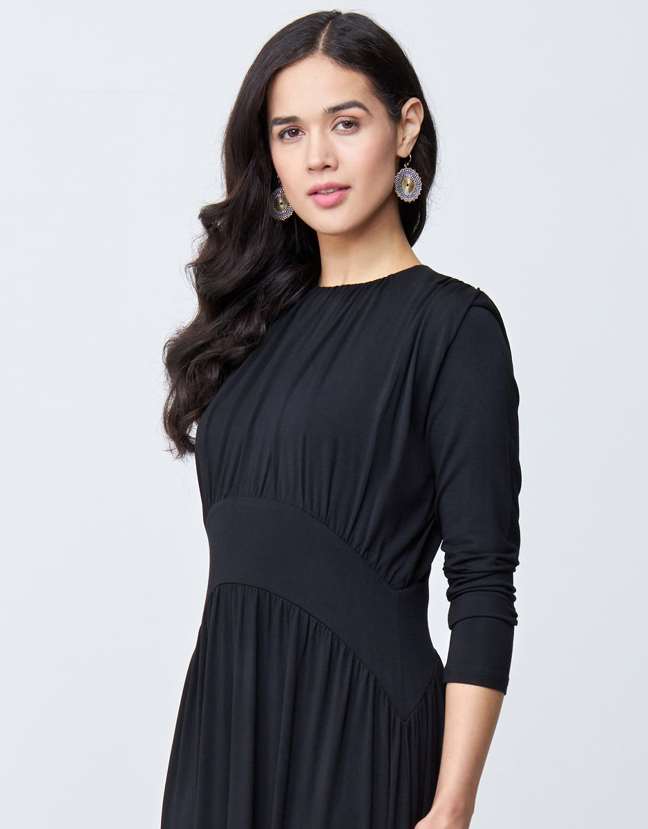 Modal Shirred Maxi Dress Shabbos Robe with Midriff – thelingerieshopny