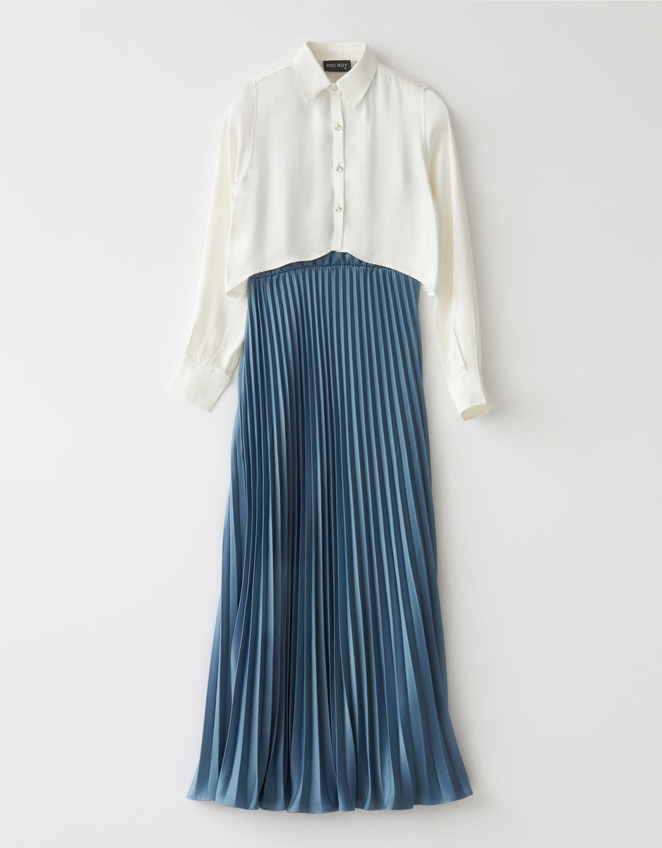 Satin Sleeveless Lined Maxi Dress Shabbos Robe with Accordian Pleats L ...