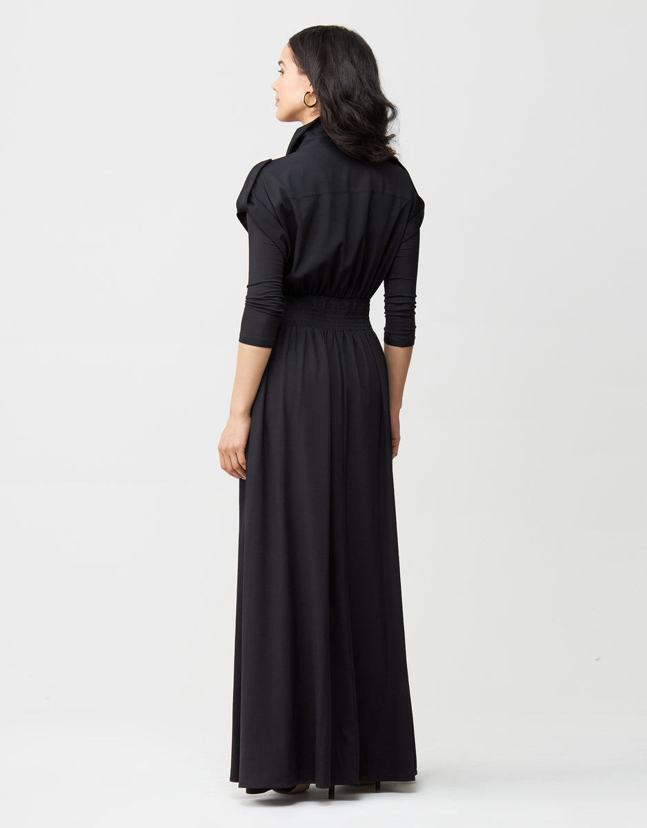 Rayon Twist Waist Maxi Dress Shabbos Robe with Shirred Back Detail ...