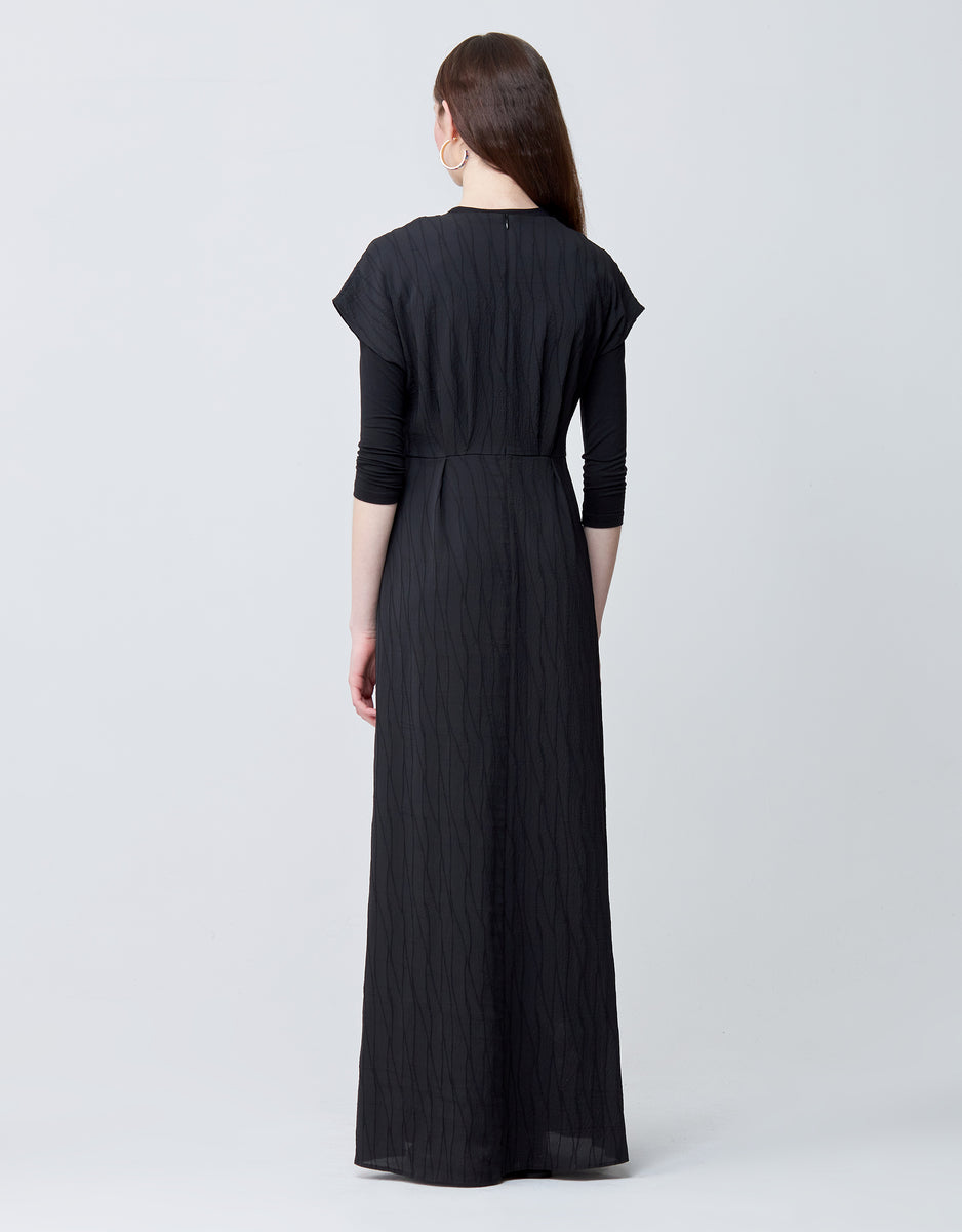 Vertical Textured Empire Sleeveless Lined Maxi Dress Shabbos Robe ...