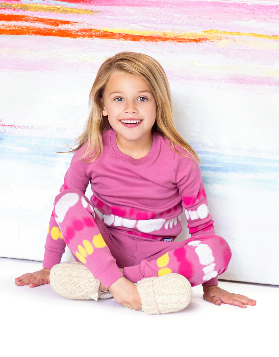 Kids Pima Cotton Striped Tie Dye Legging Playwear Set Pink ...